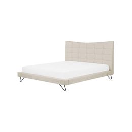 Beliani Doppelbett LANNION in Beige/Schwarz - (W) 203 x (H) 117 x (L) 223 cm | Gr.: onesize
