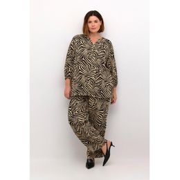 Kaffe curve Langarm-Bluse KCmille Regular fit in Chinchilla/Black Animal Print | Gr.: 50