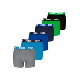 Puma Boxershort 6er Pack in Blau/Grau/Gr&uuml;n | Gr.: 122/128