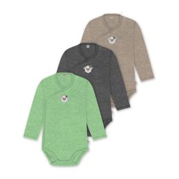 Normani Outdoor Sports 3er Set Baby-Body Wickelbody Toddler-Bodysuit in Beige/Anthrazit/Gr&uuml;n | Gr.: 86