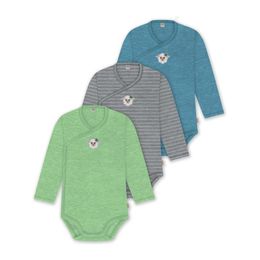 Normani Outdoor Sports 3er Set Baby-Body Wickelbody Toddler-Bodysuit in Blau/Grau/Gr&uuml;n | Gr.: 86