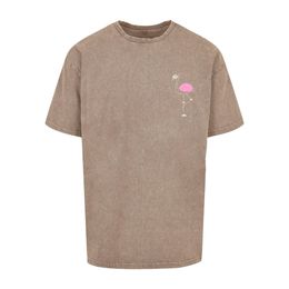 Merchcode Shirt 'Flamingo' Herren Gr&ouml;&szlig;e L sand / braunmeliert / hellpink / wei&szlig;