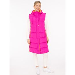 Steppweste Zwillingsherz ""Smile"", Damen, Gr. S, pink (magenta), Steppware, Obermaterial: 100% Polyester, Basic knielang, ohne Ausschnitt, Westen Steppweste, Smile-Steppung hinten, Zippern seitlich, Kapuze, Kordelzug