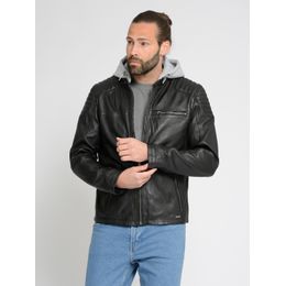 Lederjacke Maze "4202242", Herren, Gr. L, schwarz, Obermaterial: 100% Lammleder / Innenfutter: 100% Baumwolle / Ärmelfutter: 100% Polyester / Kapuze: 55% Baumwolle; 45% Polyester, Jacken