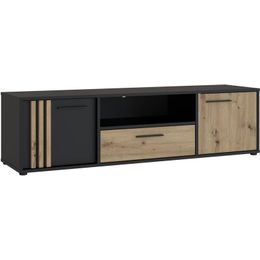 FORTE Lowboard »Cardigan TV-Board, TV-Schrank« TV-Board, 2 farbig, Stauraum Kabelführung Schwarz/Artisan Eiche Modernes großes TV Board in 2...