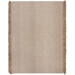 FLAIR RUGS Teppich »Rene« rechteckig 4 mm Höhe aus gewebter Wolle beige Obermaterial: 74% Wolle, 26% Polyester B : 120 cm 1 Stk.