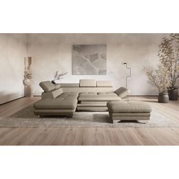 COTTA Ecksofa »Enterprise L-Form« mit Arm- & Kopfteilverstellung, wahlweise mit Bettfunktion beige