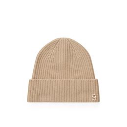 Tommy Hilfiger Beanie &raquo;TH CASHMERE&laquo; aus Rippstrick, Umschlag Sandalwood