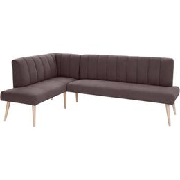 exxpo - SOFA FASHION Eckbank »Costa, moderne Rückensteppung, bequem und elegant, hoher Holzfuß« hochwertig verarbeitet, Frei im Raum stellbar schoko