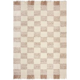 FLAIR RUGS Teppich &raquo;Eric&laquo; rechteckig 4 mm H&ouml;he Boucle-Effekt, Hoch-Tief-Flor beige Baumwolle, Polyester, Wolle