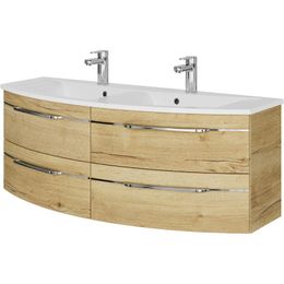SAPHIR Waschtisch »Serie 7045 Mineralmarmor-Waschtisch und Unterschrank, 131 cm breit« Doppel-Waschplatz mit 4 Schubladen, Badmöbel Set mit...