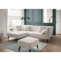 Inosign Ecksofa »Colori Polstermöbel mit zeitlos eleganter Rückenführung. L-Form« Holzfußfarbe wählbar, inkl. 4x Zierkissen weiß