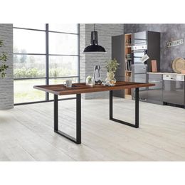 FORTE Esstisch Breite 160 cm, Kufengestell im Industrial Look Old Wood Vintage + schwarz Tischplatte in 4 verschiedenen Farben