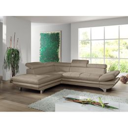 COTTA Ecksofa &raquo;Enterprise L-Form&laquo; mit Arm- & Kopfteilverstellung, wahlweise mit Bettfunktion beige Softlux -Kunstleder;Luxus-Kunstleder