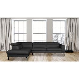 Places of Style Ecksofa »Olanta, modern und bequem, Breite 305cm, Fuß 16cm hoch, L-Form« mit verstellbaren Kopfstützen schwarz