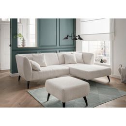 Inosign Ecksofa »Colori Polstermöbel mit zeitlos eleganter Rückenführung. L-Form« Holzfußfarbe wählbar, inkl. 4x Zierkissen weiß