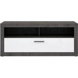 FORTE Lowboard »Blue Lake TV-Board, TV-Schrank« Betonoptik Dunkelgrau / Weiß Hochglanz moderner TV Unterschrank