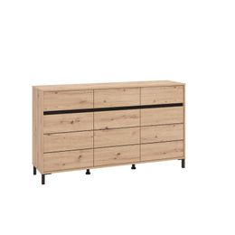 Inosign Sideboard »Marron, Kommode, vielseitig einsetzbar« Breite/Höhe 157/90 cm, mit 3 Schubladen, 2 Fächer hinter jeder Tür eichefarben/schwarz