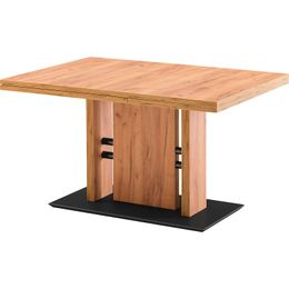 K+w Komfort & Wohnen K+W KOMFORT & WOHNEN Esstisch schwarzes Rundrohrgestell, erweiterbar mit Schiebeplatte Eiche terra grau + Eiche terra grau + Eiche terra grau