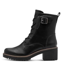 Marco Tozzi Winterboots, Blockabsatz, Schn&uuml;rboots, Stiefelette mit Kontrast-Rahmennaht schwarz 37 37 Trendiger Schn&uuml;rboots mit Zierschnalle