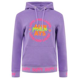 Zwillingsherz Hoodie »"Always Positive"« Kapuze, Stickerei, Fronttasche, Bündchen-Schriftzug, Langarm lila L-XL L-XL Kapuzensweater von Zwillingsherz