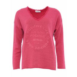 Zwillingsherz Damen Sweatshirt, ausgefranster V-Ausschnitt, Vintage Look, Langarm lila SM (S/M)