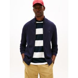 Tommy Hilfiger Strickjacke »ESSENTIAL COTTON ZIP THRU« mit Logostickerei Desert Sky S S Strickjacke von Tommy Hilfiger