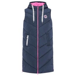 Zwillingsherz Damen Steppweste &raquo;"Strandgl&uuml;ck"&laquo; Doppel-Zipper, Kontrastdetails, Eingrifftaschen, modisch, knielang blau XL