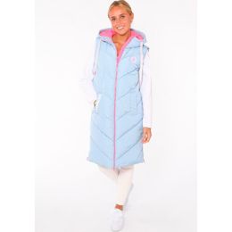 Zwillingsherz Damen Steppweste &raquo;"Strandgl&uuml;ck"&laquo; Doppel-Zipper, Kontrastdetails, Eingrifftaschen, modisch, knielang blau XL