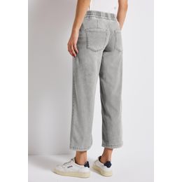 Loose-fit-Jeans Street One, Damen, Gr. 26, Länge 28, grau (light grau random washed), Jeans, 98% Baumwolle, 2% Elasthan, unifarben, knöchelfrei, Jeans, Middle Waist