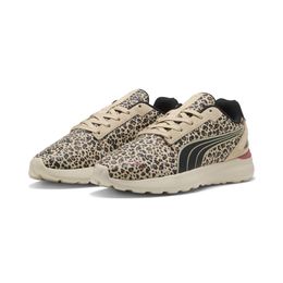 Sneaker Puma "Softride Cosmic Animal Flair Damen", Damen, Gr. 37,5, schwarz (toasted almond schwarz beige), Obermaterial: Textil, Kuhleder, Synthetik. Futter: Textil. Innensohle: Textil. Laufsohle: Synthetik, Schuhe Sneaker