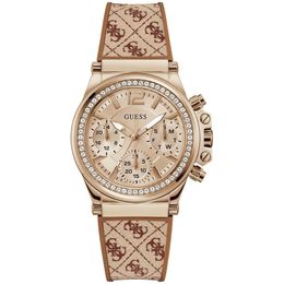 Multifunktionsuhr Guess "CHARISMA", blau (hellbraun, braun), Armbanduhren, Damen, Armbanduhr, Quarzuhr, Damenuhr