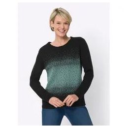 Rundhalspullover Classic Basics "Rundhals-Pullover", Damen, Gr. 48, grün (schwarz, salbei, gemustert), 100% Polyacryl, bedruckt, gemustert, mehrfarbig, Pullover