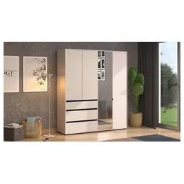 Kleiderschrank Inosign "Corbett, grifflose Optik, FSC-zertifziert, Made in Europe", beige (cashmere), B:182,5cm H:211cm T:54,5cm, FSC-zertifizierter Holzwerkstoff, Schränke, mit Spiegel, 3 Schubladen und Innenausstattung