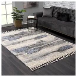 Hochflor-Teppich Sanat "Versay 1506", grau, B:80cm H:45mm L:150cm, Kunstfaser, Teppiche, Wohnzimmer, Langflor, Shaggy Teppich