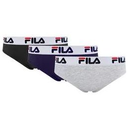 Brasilslip Fila "WOMAN BRAZILIAN SLIP", Damen, Gr. XL, blau (schwarz, navy, grau), Obermaterial: 95% Baumwolle, 5% Elasthan, körpernah, Unterhosen, mit elastischem Logobund