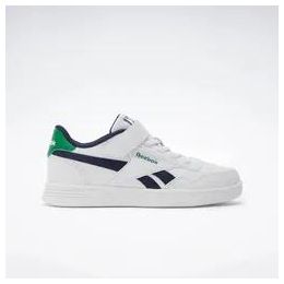 Sneaker Reebok CLASSIC "Reebok COURT ADVANCE ELASTIC & TOP STRAP", Gr. 34, weiß (ftwrweiß, vectornavy, glengrün), Synthetik, Schuhe