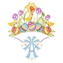Fensterbild "Fensterbild "Osterwiese" farbig", bunt, B:23cm H:29cm, Polyester, W. REUTER & SOHN - PLAUENER SPITZE, Fensterbilder