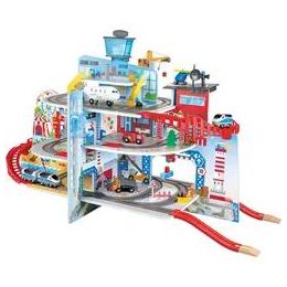 Spielzeug-Eisenbahn HAPE "Mega City Eisenbahn", bunt, Spielzeugfahrzeuge, KinderB:114,5cm H:65,4cm, Holz, Kunststoff, Metall, B:114,5cm H:65,4cm