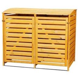 Mülltonnenbox Promadino "Vario III", braun (honigbraun), B:92cm H:122cm T:148cm, Massivholz, Metall, Aufbewahrungsboxen, für 2 Tonnen, robust aus zertifiziertem Kiefernholz