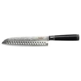 Feinkost Käfer Santokumesser KÄFER, schwarz, Klingenlänge 20,5cm, Damaststahl, Kochmesser, 67-lagiger Stahl, Härtegrad 60±1HRC, korrosionsbeständig, Klinge 20 cm