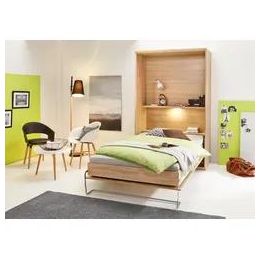 Schrankbett Priess "Ancona", braun (struktureichefarben hell), H:211cm, Schrankbetten, mit Regal und LED-Beleuchtung