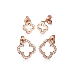 Elli Ohrringe 925 Sterling Silber Kleeblatt in Rosegold | Gr.: onesize