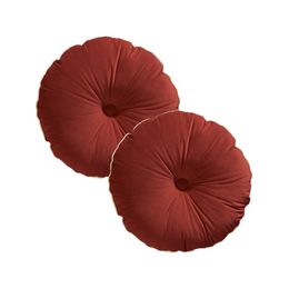 Erwin Müller Erwin Müller Nicky-Velours, Samt Kissen rund 2er-Pack, gefüllt Manchester in terra | Gr.: onesize