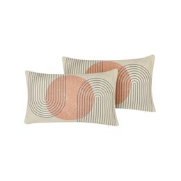 Beliani 2er-Set Dekokissen GERBERA in Beige/Bunt | Gr.: onesize