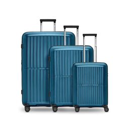 Pactastic Collection 01 4-Rollen Kofferset 3tlg. mit Dehnfalte in turquoise-metallic | Gr.: onesize