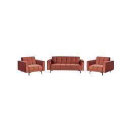 Beliani 3-tlg Sitzgruppe ALNES in Rot/Schwarz | Gr.: onesize