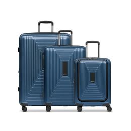Redolz Essentials 14 4 Rollen Kofferset 3-teilig mit Dehnfalte in dark blue metallic | Gr.: onesize
