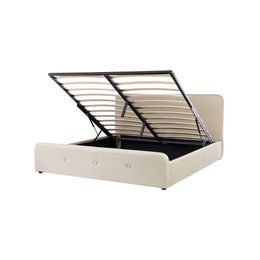 Beliani Doppelbett RENNES in Beige/Schwarz - (W) 190 x (H) 98 x (L) 217 cm | Gr.: onesize