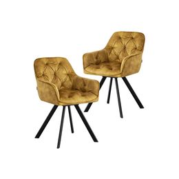 B&D Home 2er-Set: Drehstuhl DIETER in Gelb - (B)56 x (H)84 x (T)61 cm | Gr.: onesize